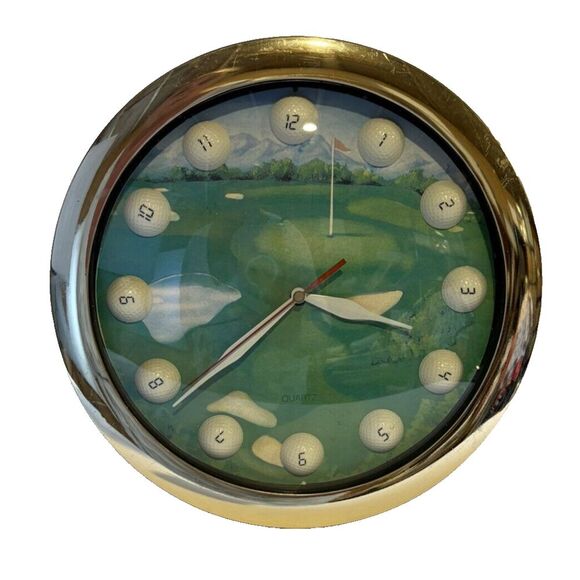 Wall Decor | Vintage Quartz 8in Golf Wall Clock With Golf Course Scene ...
